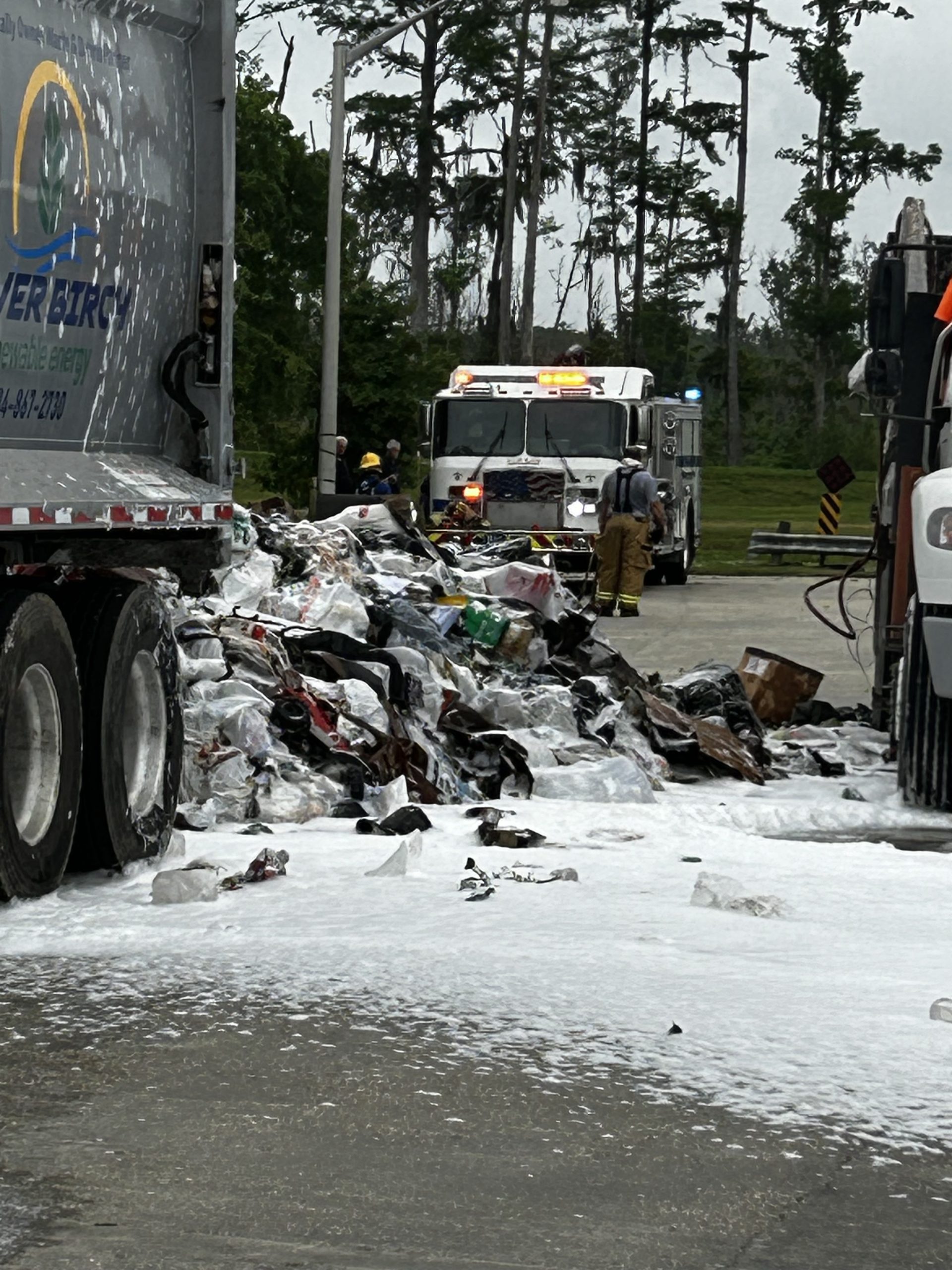 Garbage truck catches fire after flammable items thrown in trash